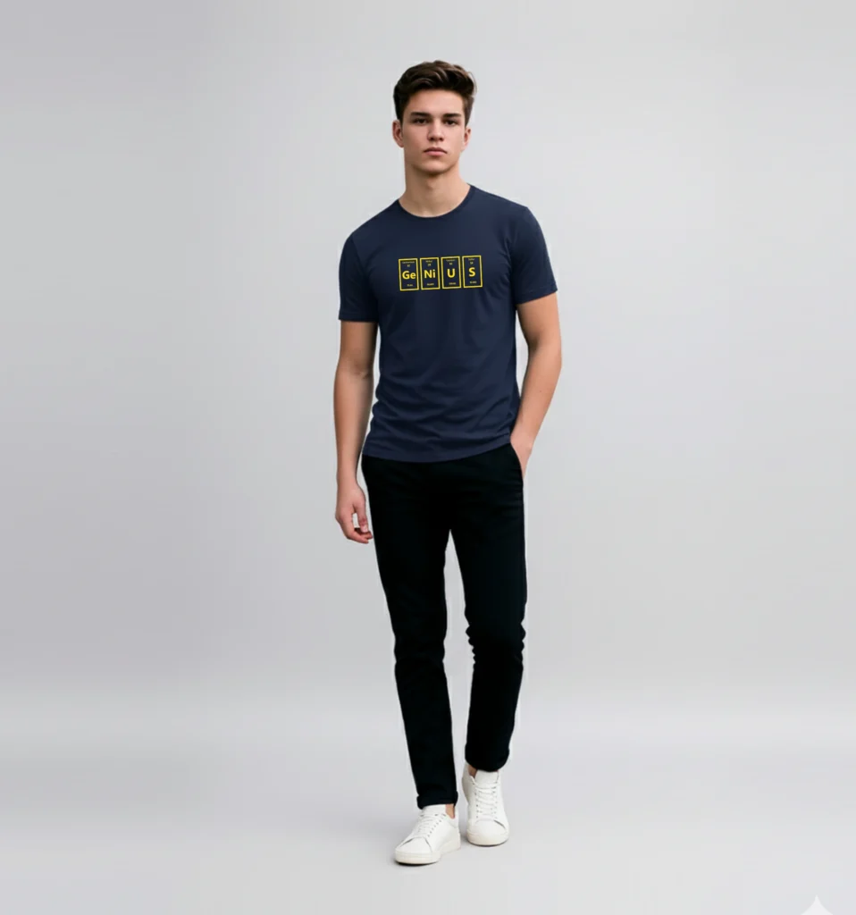 Round Neck Navy Blue T shirt - Hazdia